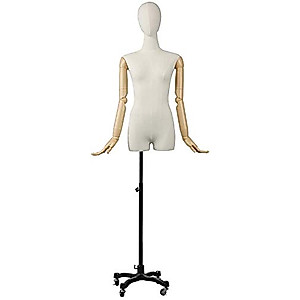 Tailors Dummy Mannequin Torso Body with Universal Casters | for Clothing Dress Jewelry Display Tailors Dummy Dressmakers Dummy