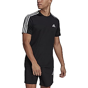 adidas Men's AEROREADY 3-Stripes Tee, Black/White, Medium