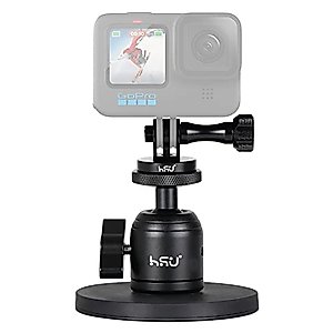 HSU Magnetic Camera Mount Base Kit with Mini Ball Head for GoPro, with Aluminum 1/4"-20 GoPro Tripod Mount Compatible with GoPro Hero 11/10/9/8/7/6/5 Insta360/ Osmo Action/DSLR Camera (3.5” Base)