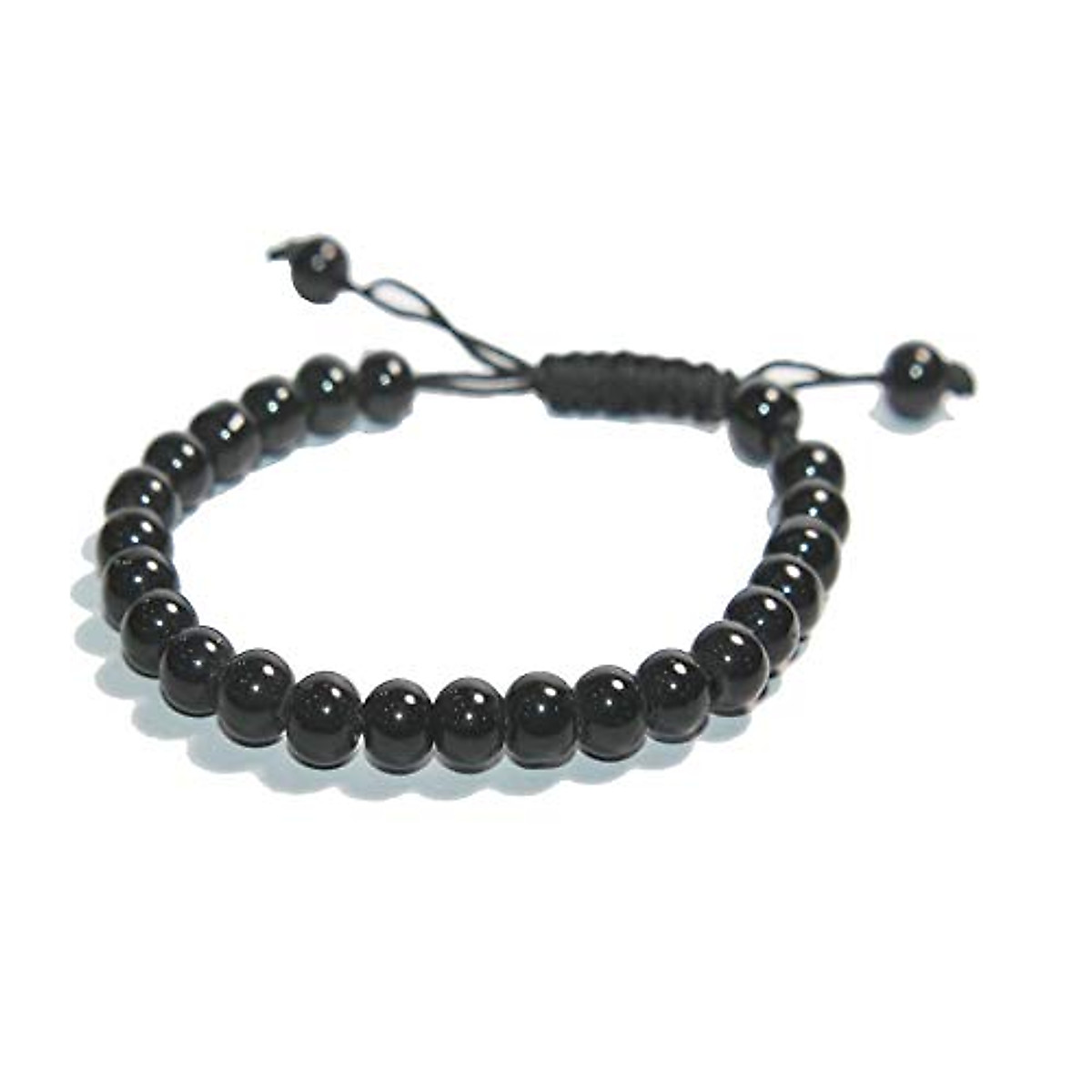 IS4A BLACK AGATE STONE EVIL EYE BRACELET OF PROTECTION BRACELET HELPS RELEASING NEGATIVITY (Black, 6 mm)