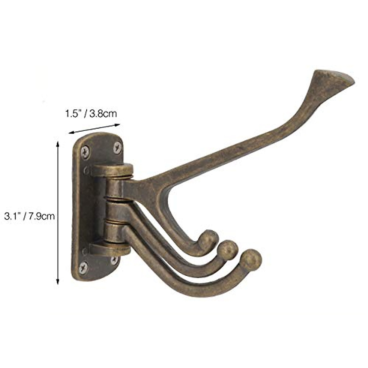 OVOV Rustic Tirple Swivle Hook Zinc Alloy Wall Mounted Coat Hook Multifunctional Foldable Decoration Robe Hook(Antique Bronze)