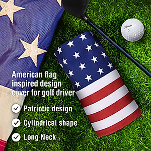 GoparoO Golf Driver Head Cover with USA Flag Design Nylon Headcover with Barrel Design | Fit Most Golf Brands (US Flag)