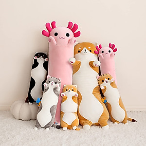 PEACH CAT Pink Long Axolotl Plush Pillow Toy Cute Axolotl Stuffed Animal for Girls and Boys 19.6"