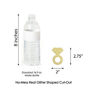 Gold Glitter Diamond Ring Party Straws - No-Mess Real Gold Glitter Cut-Outs and Decorative Bridal Shower or Bachelorette Party Paper Straws - Set of 24