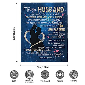 to My Husband Blanket from Wife, Birthday Gifts for Men, Throw Blanket Gifts for Husband Birthday Gift Ideas,Best Christmas Valentines Wedding for Him 60''x50''