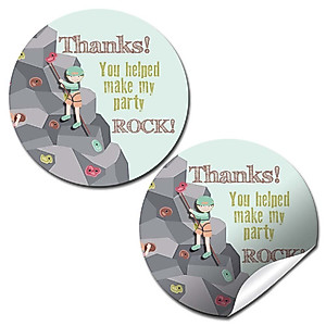 Rock Climbing Birthday Party Thank You Sticker Labels, 40 2" Party Circle Stickers by AmandaCreation, Great for Party Favors, Envelope Seals & Goodie Bags