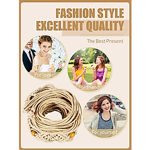 Hercicy Women Bohemian Style Belt Macrame Braid Waist Belt for Dresses Christmas (Khaki) Medium