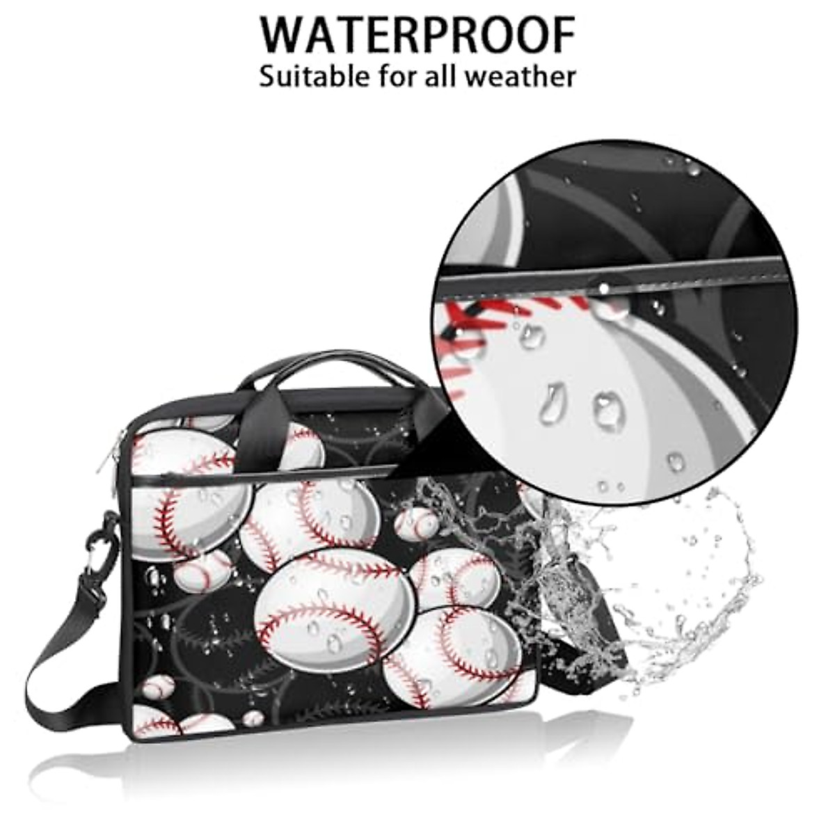 Baseball Laptop Computer Bag Waterproof Shoulder Messenger Bag 13-15 inch Durable Laptop Tote Bag with Shoulder Strap Handle Lightweight Crossbody Briefcase