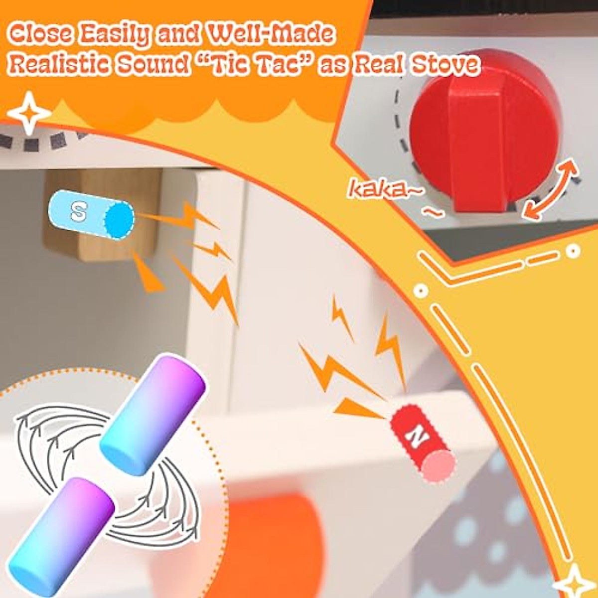 osettoys Mini Wooden Play Kitchen Set with Microwave, Pretend Play Kitchen Accessories, Role Play Toy for Kids, Cooking Toy Gift for Boys Girls