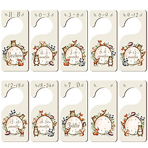 10 Pcs Woodland Baby Closet Size Dividers Wooden Nursery Hanger Dividers Newborn Closet Organizer Double Sided for Clothes Baby Girls or Boys Room Baby Shower Decor from Newborn to 24 Months