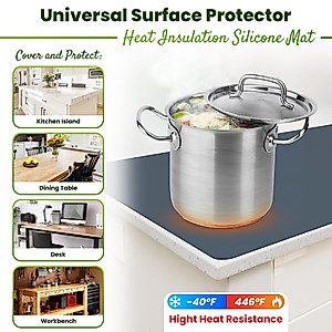 Premium Silicone Mat 25" x 17" Multipurpose Cooking Mat Thick Heat Resistant, Kitchen Counter Mat Waterproof - Coffee Machine, Countertop Protector Air Fryer, Baking mat (Grey)