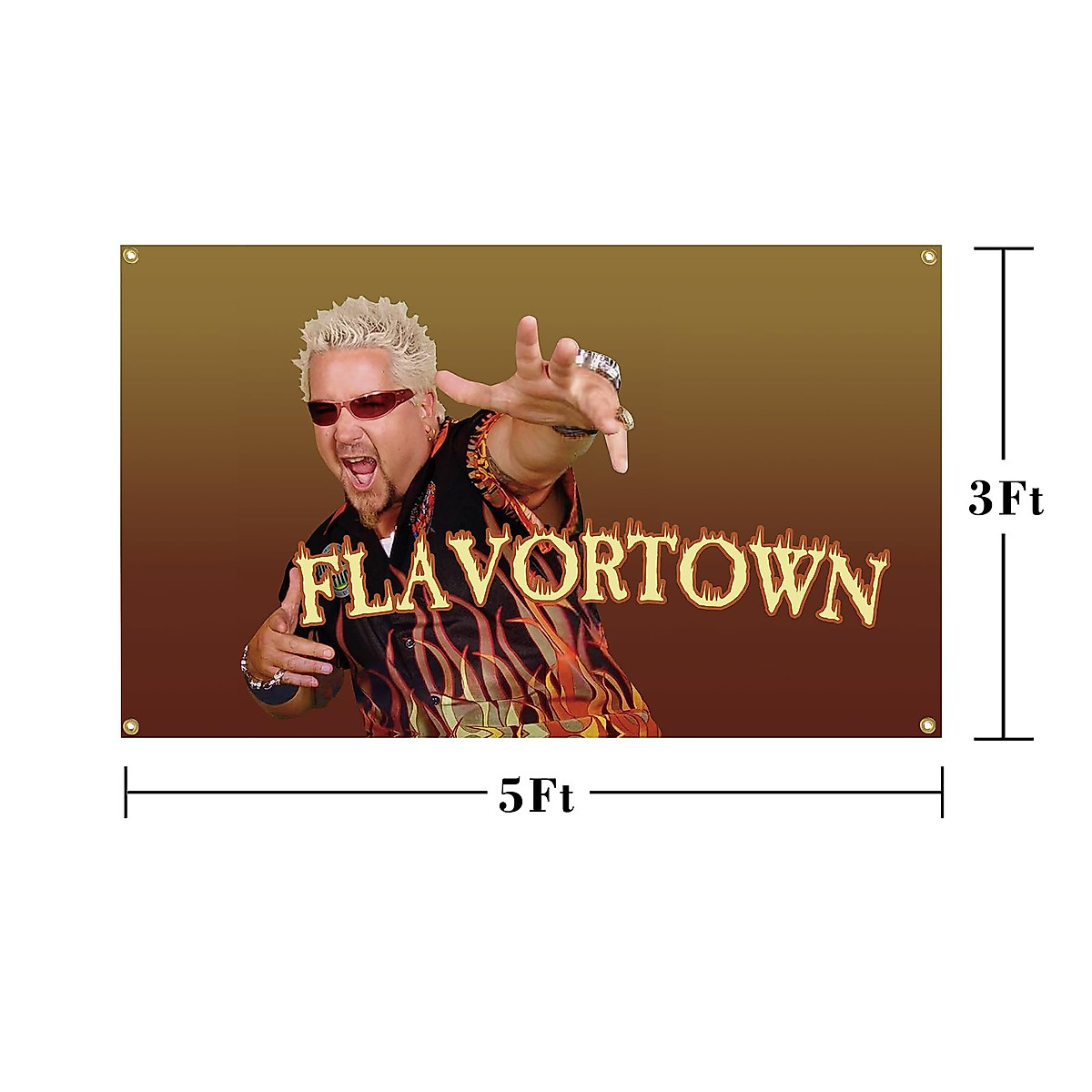 Guy Fieri Flavortown Flag ，3x5 Feet Flag Funny Poster Durable Man Cave Wall Flag with Brass Grommets This beautiful entertaining banner flag for College Dorm Room Decor,Outdoor, events, festivals..