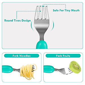 Lehoo Castle Toddler Utensils Kids Silverware, 6pcs Safety Stainless Steel Toddler Fork Spoon Knife Set, Children Flatware Set, Safety Utensils for Toddler and Children (Purple)