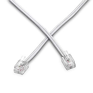 THE CIMPLE CO Phone Line Cord 100 Feet - Modular Telephone Extension Cord 100 Feet - 2 Conductor (2 pin, 1 line) Cable - Works Great with FAX, AIO, and Other Machines - White