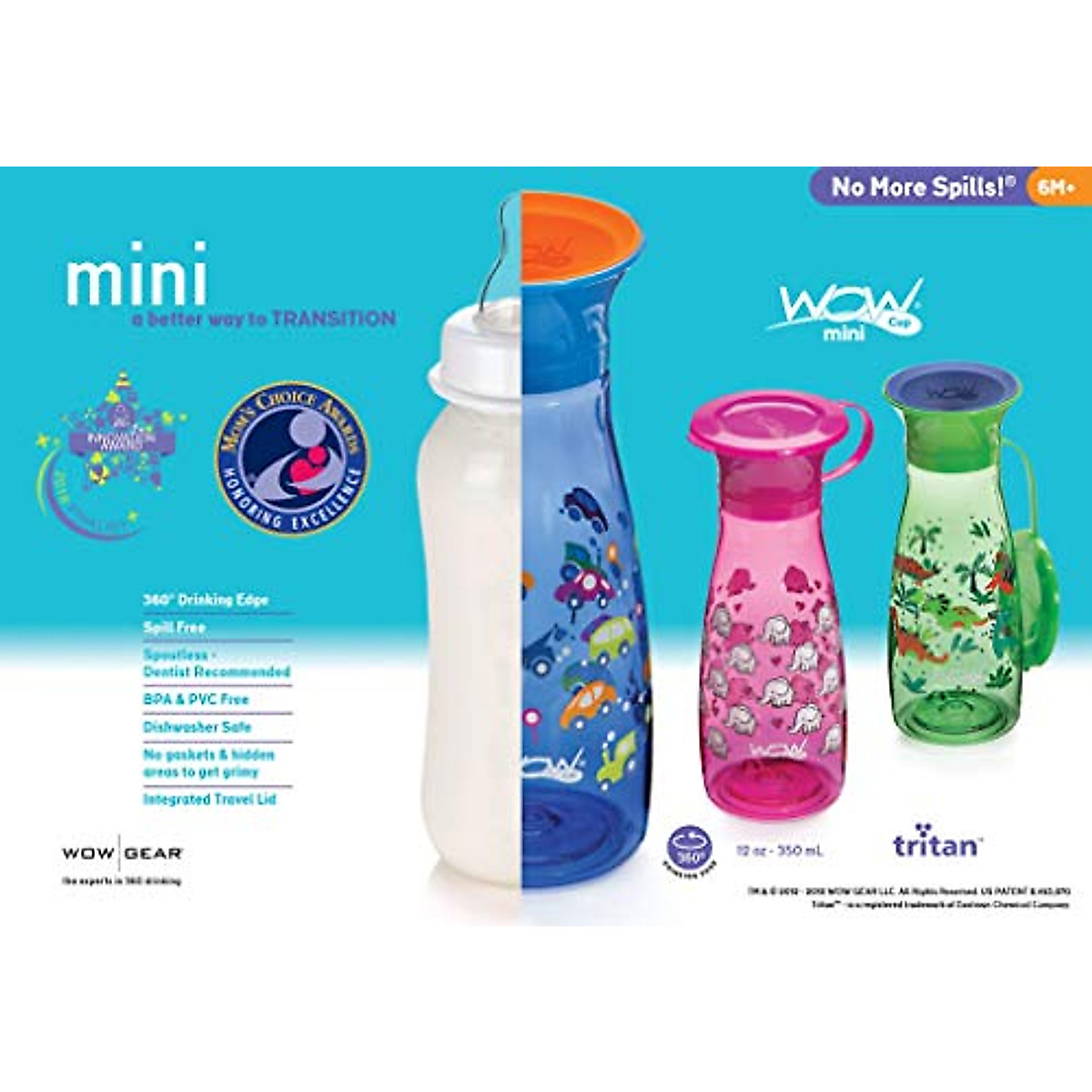 WOW CUP MINI 360 Sippy Cup, Blue, 12 oz / 350 ml