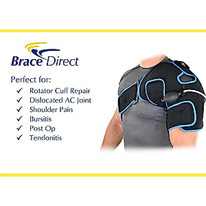 Brace Direct Cryotherapy with Adjustable Compression Air Pump Shoulder Wrap with Ice Pack for Shoulder Pain Relief, Injuries, Surgery and Arthritis and Faster Recovery