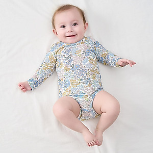 pureborn Infant Baby Girl Bodysuit Sleeveless Ruffle Collar Romper Organic Cotton One-Piece Summer Outfit 3-6 Months Floral White