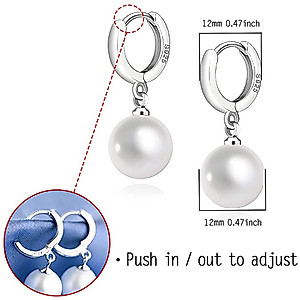 Jugalstar 925 Sterling Silver Hoop Earring Hypoallergenic Pearl Drop Dangle Earrings for Woman of Birthday Gifts