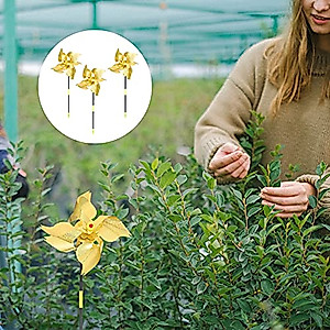 Happyyami 3Pcs Octagonal Bird Windmill Golden Windmill Creative Spinner Bird- Proof Windmill Orchard Balcony Garden Decoration