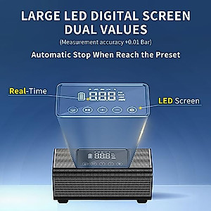 Dexico Portable Air Compressor Tire Inflator -Upgrade 10400mAh Electric Air Pump for Car Tires-150 PSI Tire Pump-Cordless Tire Inflation with Pressure Gauge Emergency Light for Car, Truck, Black