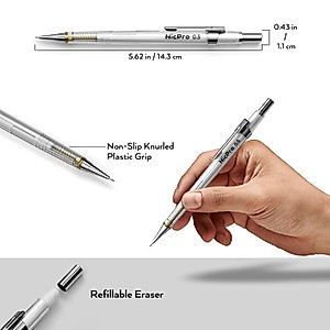 Nicpro 3 PCS 0.5 mm Art Mechanical Pencil Set with Case, Drafting Pencil 0.5mm with 3 Tubes HB Lead Refills, Eraser for School Supplier, Architect Art Writing, Drafting, Drawing, Sketching