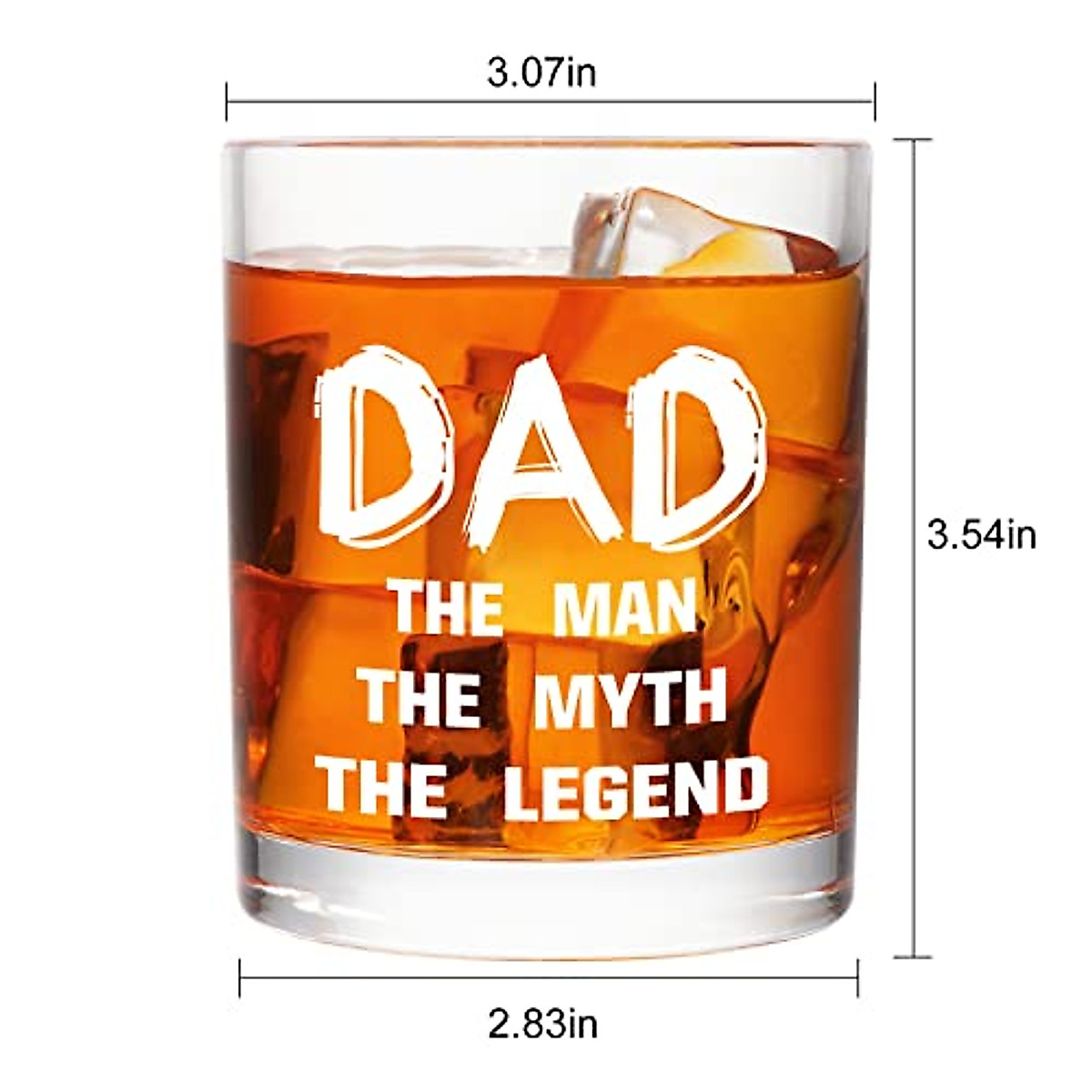 DAZLUTE Father’s Day Gifts for Dad, Dad The Man The Myth Whiskey Glass, Birthday Christmas Gifts for Dad Papa Daddy Him, Father Gifts, Dad Gifts from Daughter Son, 10Oz Old Fashioned Glass