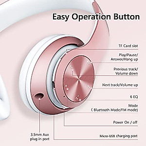 Wireless Headphones Over Ear, 60 Hours Playtime Foldable Bluetooth Headphones Hi-Fi Stereo Deep Bass with 6 EQ Modes, Adjustable Lightweight Headset with Microphone, FM, SD/TF for Travel, Work, PC