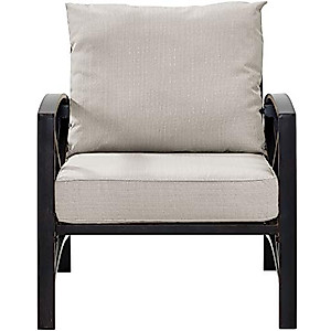 Crosley Furniture KO60007BZ-OL Kaplan Outdoor Metal Arm Chair, Oiled Bronze with Oatmeal Cushions