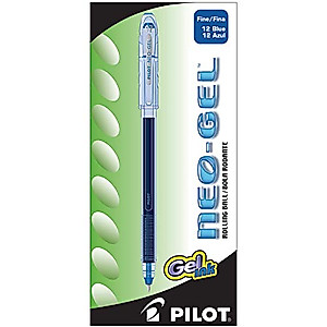 PILOT Neo-Gel Roller Ball Stick Pens, Blue Ink, Fine Point, 12-Pack (14002)