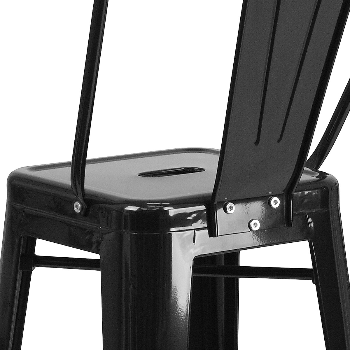 Flash Furniture Commercial Grade 30" High Black Metal Indoor-Outdoor Barstool with Removable Back