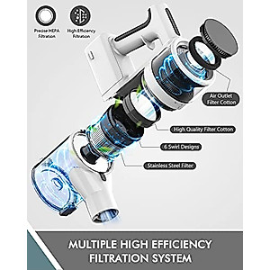 Fykee Cordless Vacuum Cleaner, Cordless Vacuum with Large Dust Cup and 80,000 PRM Brushless Motor, Stick Vacuum Cleaner with Large Detachable Battery up to 35 mins Run Time