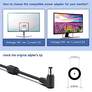 14V Power Adapter Monitor Charger for Samsung 15" 17" 18" 19" 20" 22" 23" 24" 27" Monitor TV LED LCD SyncMaster S22C300H P2770 SA350 UE590 S27D360H UN22F5000AF S27B350H S24D300H Charger Adapter