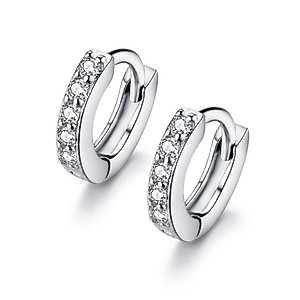 IminiJewelry Cubic Zirconia Small Hoop Earrings Ear Cuff for Cartilage Pierced Women Teen Girls Huggie Tiny Hoops (6mm)