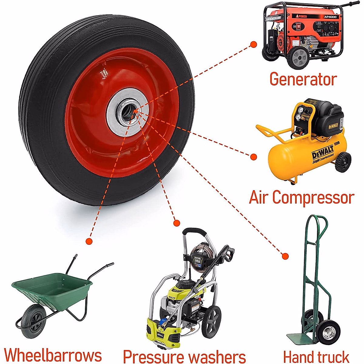 JDYYICZ 2 Pack 6" x 1.5",1/2" Axle, Premium Rubber Wheel with Ball Bearing, Hand Truck Wheel, Capacity up to 132 lbs