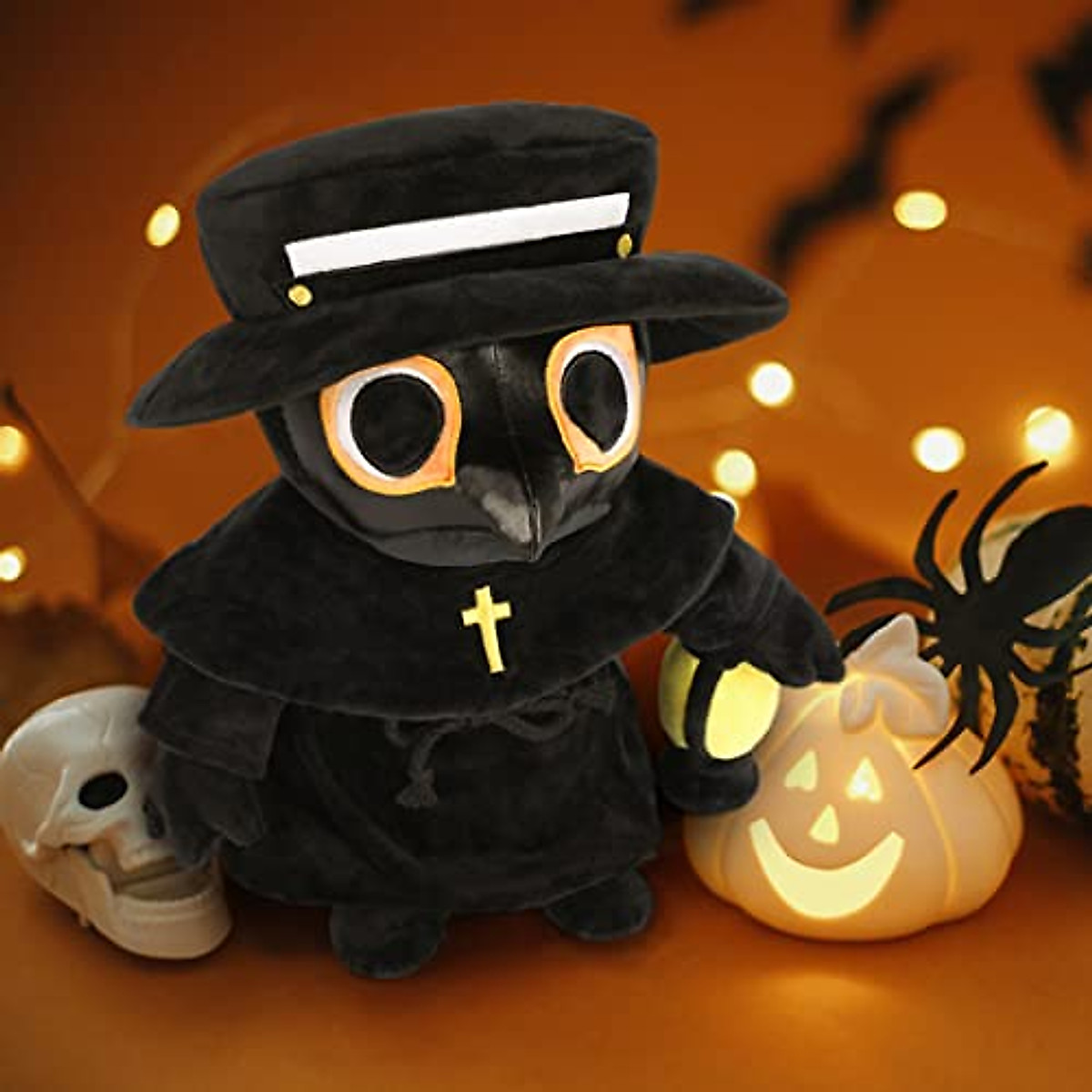 Plague Doctor Plush Toy, 16" Big Weighted Spook Cute Stuffed Plushie Pillow Doll, Soft Large Fluffy Halloween Hugging Cushion Decor, Present for Kids and Adults