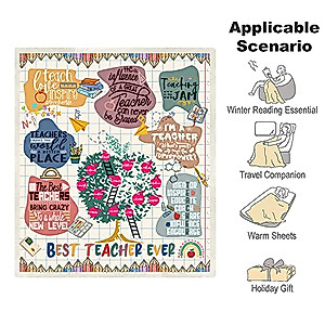 Onecmore Teacher Gifts for Women Throw Blanket Teacher Appreciation Gifts Teachers Day Graduation Retirement Gifts Best Teacher Christmas Back to School Gifts New Teacher Gifts for Couch Bed 50"x60"