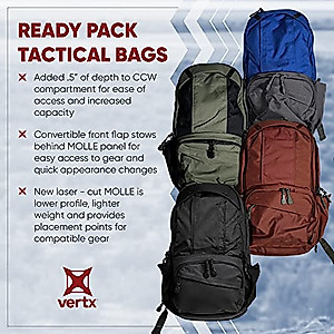 Vertx Ready Pack Tactical Backpack 20L for CCW, EDC, Travel, Work, Overlanding, Hiking, Camping, Tactical Gear, It's Black