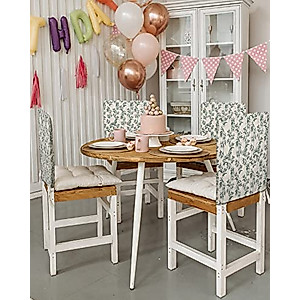 CosyBright Dining Room Chair Covers Back Slipcover Set of 4, Bamboo Spring Plant Stretch Chair Protector for Kitchen Hotel Restaurant Home Decor Removable Washable Chair Slipcover