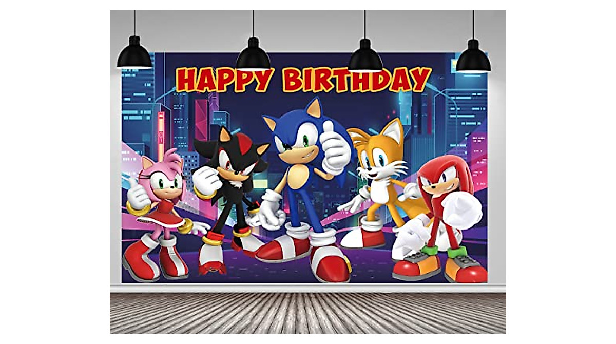 Sonic Hedgehog City Night Backdrop for Kids' Birthday Parties