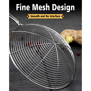 Enhanced Version Stainless Steel Spider Strainer Skimmer Ladle, Set of 3 Sizes Kitchen Strainer Spoon for Cooking and Frying, Pasta Strainer, Food Preparation-32.5cm, 36cm, 38cm