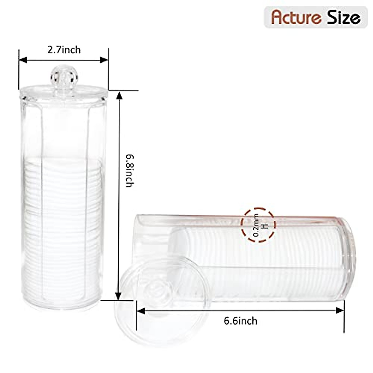 Qihomy Cosmetic Cotton Pads Storage Rack - Large Capacity Qtip Dispenser Holder Transparent Acrylic Storage Organizer Containers Cotton Rounds Display Rack With Lid (7.48 x 2.76 x 2.76 inches)