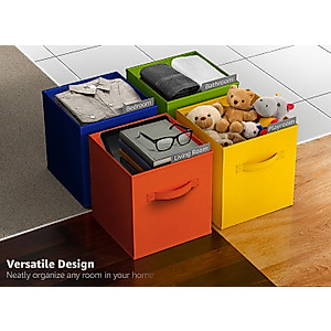 Sorbus 13 Inch Storage Bins - Sturdy Collapsible Fabric Storage Cubes with Handle - 12 Foldable Baskets for Organizing Clothes, Toys, Books - Storage Baskets for Shelves, Closets