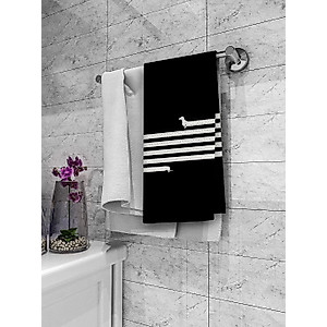 DIBOR Funny (Very) Long Dachshund Black Kitchen Towels Dish Towels Dishcloth,Funny Dog Decorative Absorbent Drying Cloth Hand Towels Tea Towels for Bathroom Kitchen,Dog Lovers Girls Women Gifts