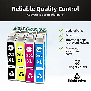 202XL Remanufactured Ink Cartridge Replacement for Epson 202 XL 202XL T202XL to use with Workforce WF-2860 Expression Home XP-5100 Printer New Upgraded Chips(1Black, 1 Cyan, 1 Magenta, 1 Yellow)
