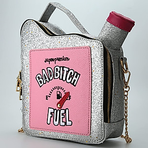 QiMing Gasoline Shoulder Handbag,Sequins PU CrossBody PursesTote Bag for Women(Pink)