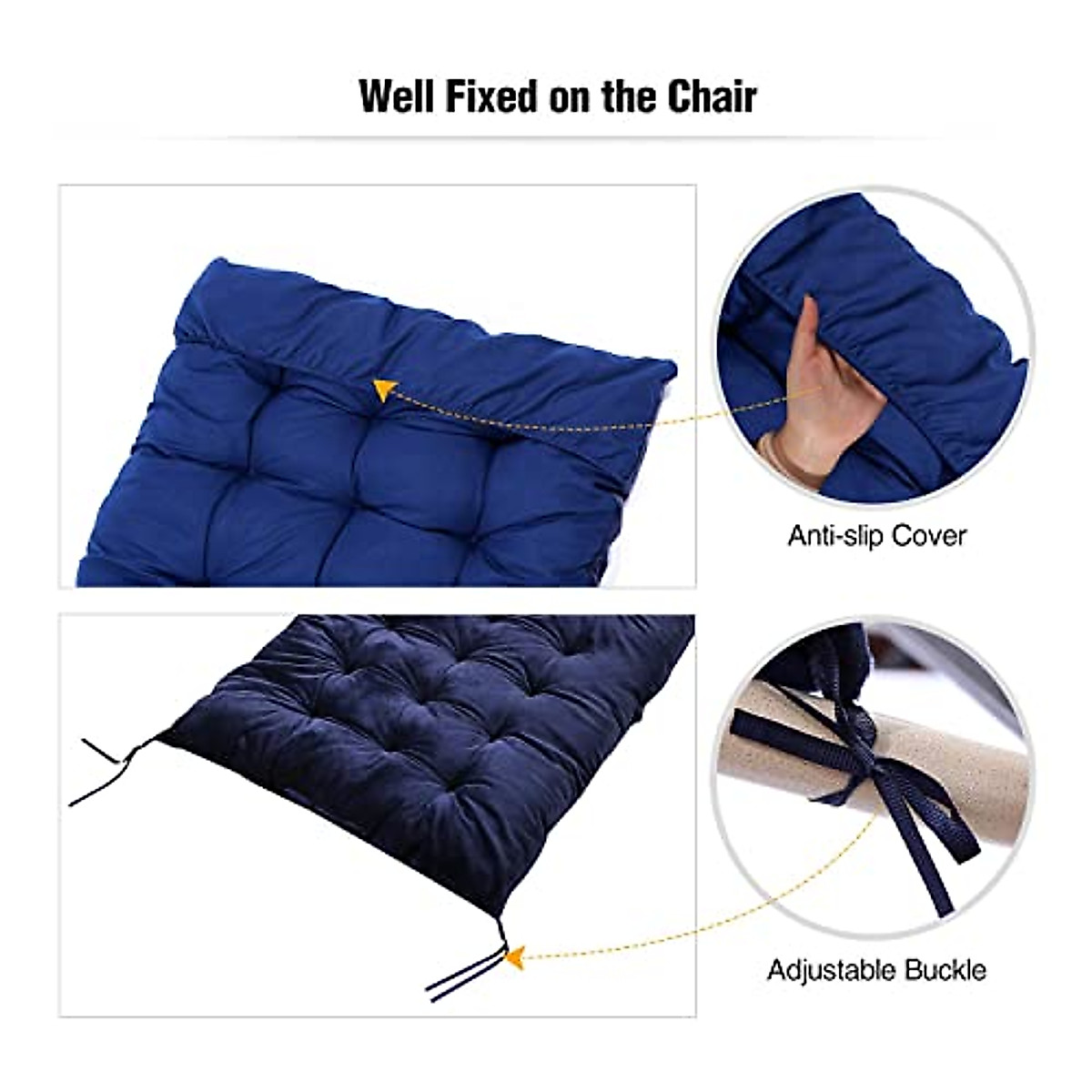 REDCAMP Chaise Lounge Chair Cushion for Patio Furniture, Thicker Soft Comfortable Zero Gravity Chair Pad for Outdoor Indoor Home Office, Blue 65"x21"