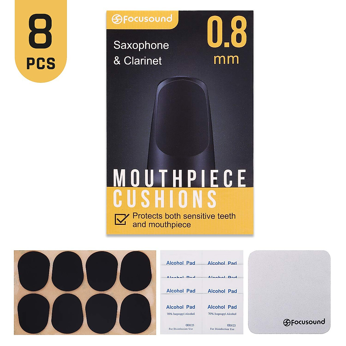 Focusound Saxophone & Clarinet Mouthpiece Cushions, Thick, 0.8mm Black, 8-Pack…