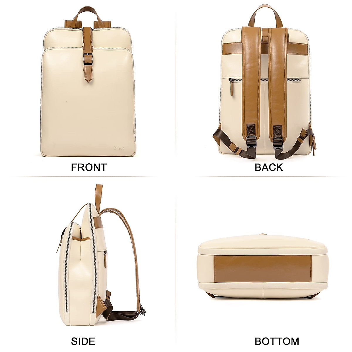 CLUCI Womens Backpack Purse Genuine Leather 15.6 Inch Laptop Vintage Travel Large Business College Shoulder Bag Vintage Yellow