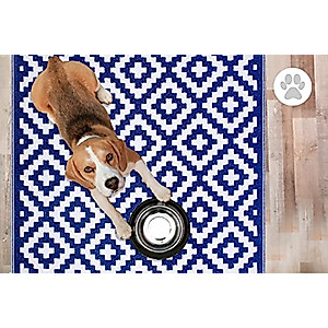 FH Home Reversible Floor Mat, 3 ft x 5 ft, Blue, 5 Feet