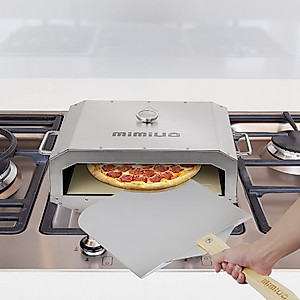 Mimiuo Pizza Oven Kit for Double Burner Stove and Indoor Gas Range, Camping Stove Burner Top Pizza Box with Pizza Stone and Pizza Peel - Stainless Steel Gas Grill Pizza Oven for Propane Stove